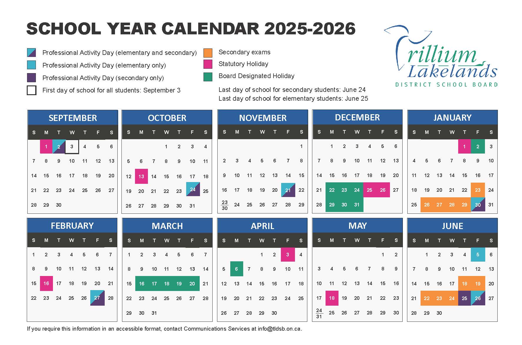 2025-2026 school year calendar – Riverside Public School